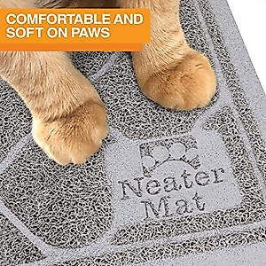 Neater Pets Neater Mat Litter Trapping Mat, Thick & Durable Material Catches Mess from Kitty Litter Box to Protect Floors, Soft on Cats Paws, Anti-Skid Backing, Easy to Clean, Grey, 20" x 30"