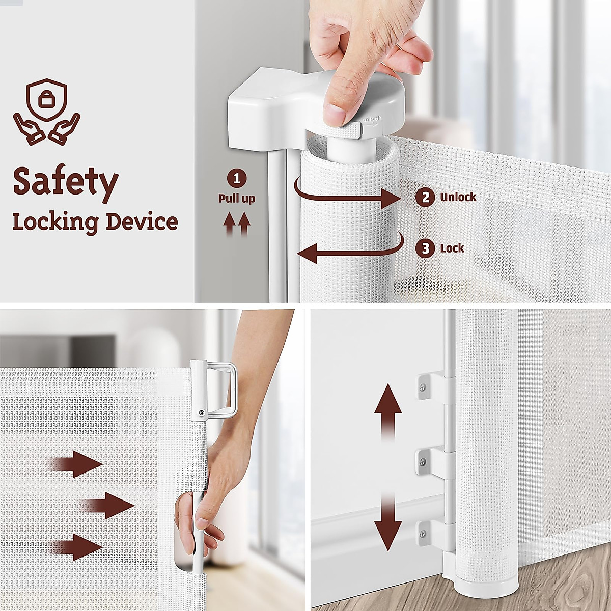 160 Inch Retractable Baby Gates Extra Wide Dog Gate for Extra Wide Openings Wide Retractable Gate Indoor Outdoor Large Baby Gate Retractable Dog Gate Extra Wide Baby Gate Garage Gate Deck Gate, White