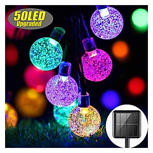 Solar String Lights Solar Fairy Lights Outdoor Waterproof, 50LED Solar Garden Lights, 8 Mode 7M/24Ft Indoor/Outdoor Solar String Lights for Garden Patio Yard Home Christmas Parties Wedding(Multi-Colou
