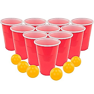 Fairly Odd Novelties Beer Pong Set, 24 Red Cups and Ping Pong Balls.