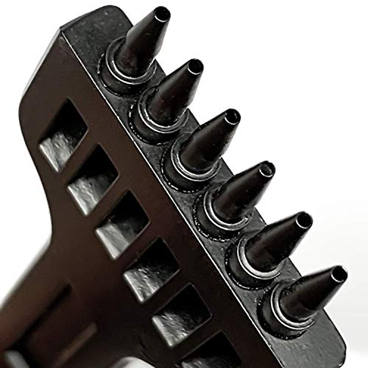 Citian Leather Round Hole Punching Tool 5mm 2/4/6 Claw Tooth Set for DIY Leather Craft (Black)