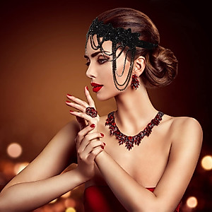 Gonioa 1920s Flapper Headband 1920s Headpiece for Women, Flapper Headpiece Black Great Gatsby Headpiece 1920 Accessories Women Flapper Accessories Gatsby Accessories for Women