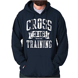 Brisco Brands Cross Training 3:16 Christian Hoodie Sweatshirt Women Men Navy