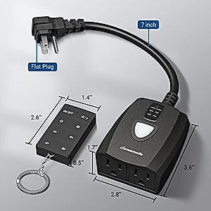 DEWENWILS Dusk to Dawn Dimmer, Outdoor Dimmer for String Light with Remote Dimmer Switch, 100FT Range, Compatible with Dimmable LED/Tungsten Bulbs, FCC Certified