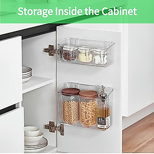 vacane 2 Pack Plastic Adhesive Mount Over Cabinet Door Organizer, Wall Organization Container Makeup Organizer Hanging Basket Bins for Kitchen, Pantry, Craft Room, Office, Space Saving Holder