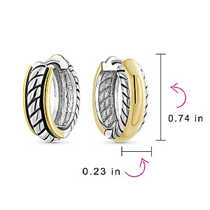 Two Tone Twist Cable Rope Kpop Huggie Hoop Earrings For Women For Men Hinge Gold Silver Plated Brass