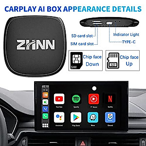 ZHNN Android 11 CarPlay AI Box 2023, 3+32G, Multimedia Video Box Support Wireless Car Play & Android Auto, Stream Netflix/YouTube/Spotify to Your Car, 4G Network, 2.4G+5G WiFi Bluetooth 5.0
