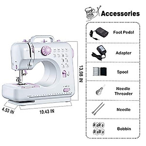 KPCB Sewing Machines for Beginners with 12 Stitches Mini Size with Backstitch