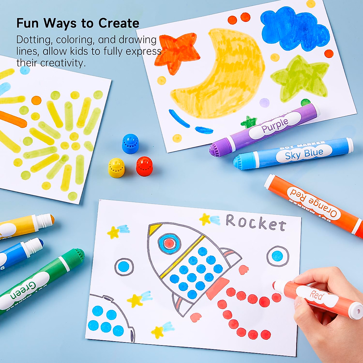 Shuttle Art Washable Dot Markers 36 Colors with Free Activity Book, Fun Art Supplies for Kids Toddlers and Preschoolers, Non Toxic Water-Based Paint Daubers, Dot Art Markers