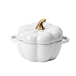 123Arts Ceramic Pumpkin Shape Soup Bowl Salad Bowl Dessert Bowl with Lid and Double Handles