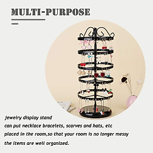 Qingsm 5-Tier Rotating 220-Hole Earring Holder Organizer,Metal Adjustable Jewelry Organizer Display Stand Hanging Towers