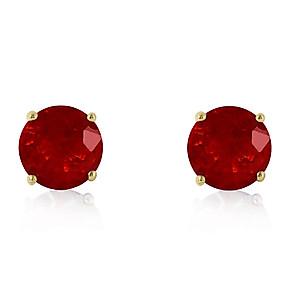 Galaxy Gold GG 14k Solid Yellow Gold Ruby Stud Earrings 3.5 ct s Ruby (yellow-gold)