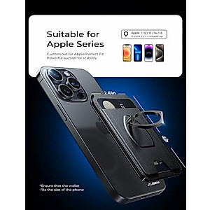 LISEN for Magsafe Wallet RFID [Strongest Magnetic] iPhone Wallet for Apple Wallet Magsafe with Adjustable Magsafe Wallet Stand Black Magnetic Wallet for iPhone 15/14/13/12 Fit Magsafe 3 Wallet