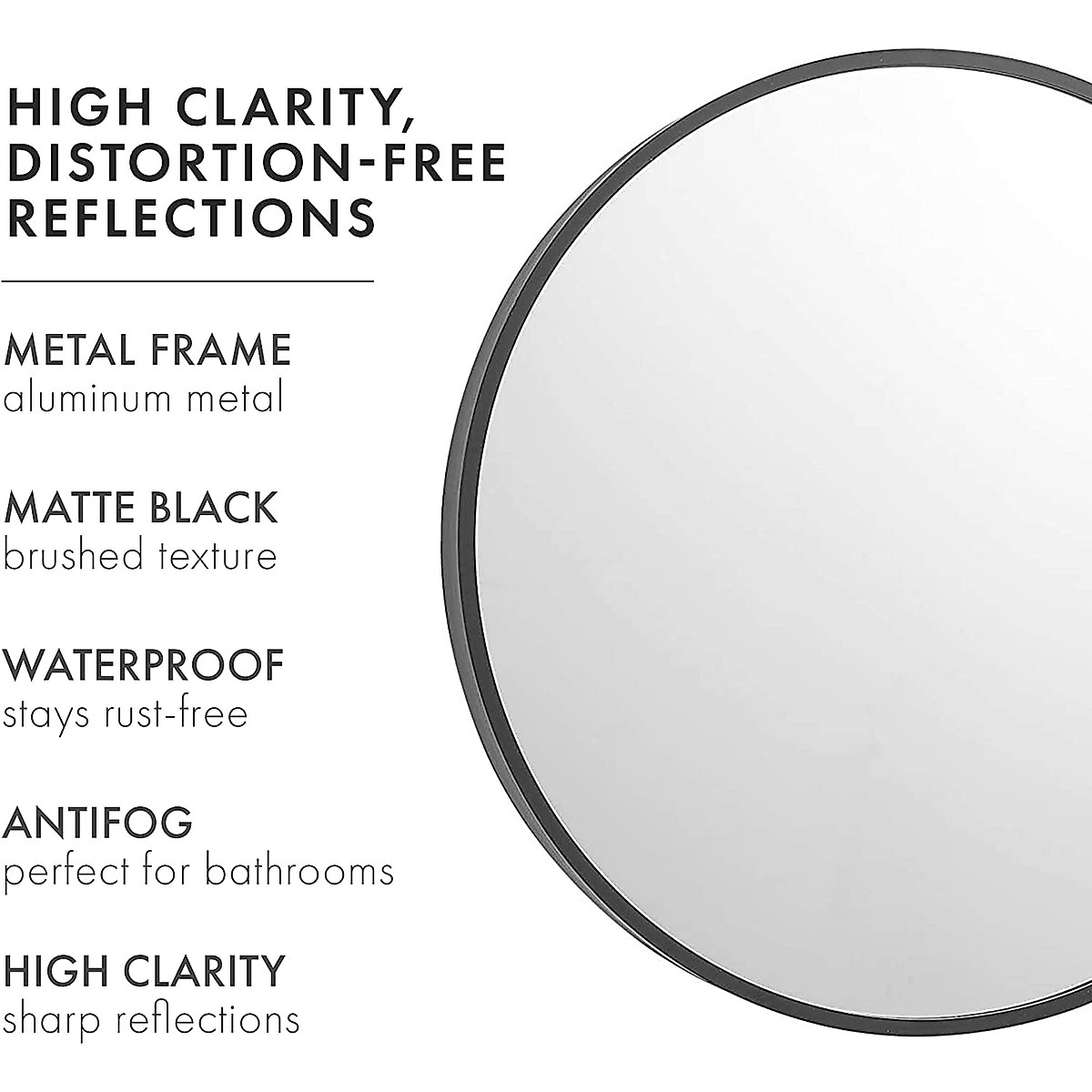 SHERBECK Black Round Bathroom Mirror Circle Wall Mirror 24X24 Wall Mounted Mirror for Living Room,Bedroom,Entryways Vanity(Black,24")