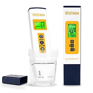 CIZTADA pH Meter and Salinity Meter Combo for Saltwater Pool 6 in 1 pH Salt SG EC TDS Temp Meter for Reef Aquarium Seawater Tank Koi Fish Pond PPM and pH Water Tester for Hydroponics Nutrients Growing