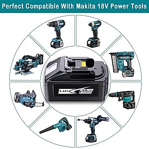 Simple Plus+ Replace for Makita 18V 8.4Ah LXT Lithium-ion Battery Real Capaticy MOLICELL INR-P42A Cell, Extra Long Runtime Compatible with Makita 18V LXT Power Tools and Chargers