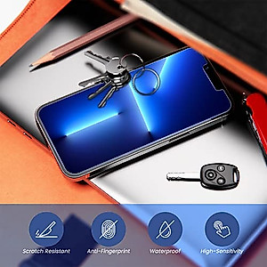 Mkeke Compatible for iPhone 13 Pro Max Screen Protector, Tempered Glass Screen Protector for iPhone 13 Pro Max with Camera Lens Protector 6.7 inch 3 Pack