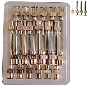 24 Pack - Dispensing Needles with Luer Lock 14 Ga x 0.5 Inch Length, All Metal 304 Stainless Steel, Blunt Tip for Refilling E-Liquid, Inks and Syringes