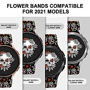 AMCUTE Compatible with Samsung Galaxy Watch 4 Bands,No Gap Comfortable Silicone Band Replacement Strap Compatible for Galaxy 2021 Watch4 Classic 46mm/Classic 42mm/Watch 4 40mm 44mm Men Women (Colored Skull)