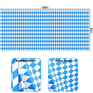 ZYP 5 Pcs Oktoberfests Tablecloth,54" x 108" Oktoberfests Bavarian Vinyl Table Cover,Oktoberfests Decorations Party Table Cloth,Blue and White Tablecloth Oktoberfests Bavarian Flag Check Table Cloth