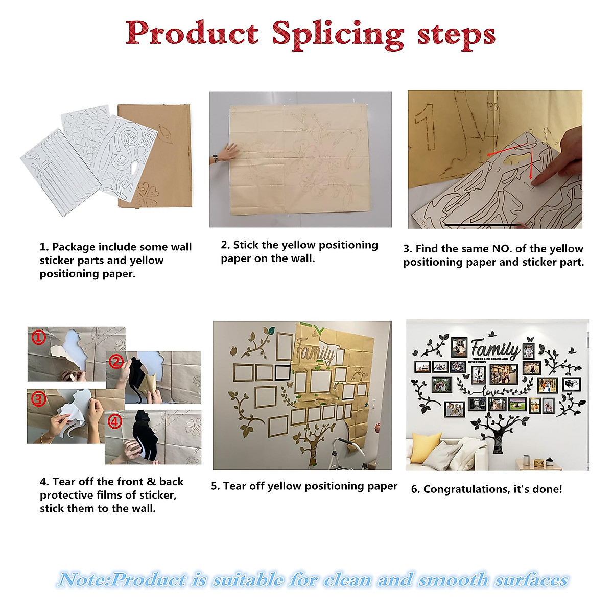 DIY Wall Decor Living Room Family Tree Wall Decor Sticker 3D Picture Frames Collage Wall Decor Living Room Wall Decor