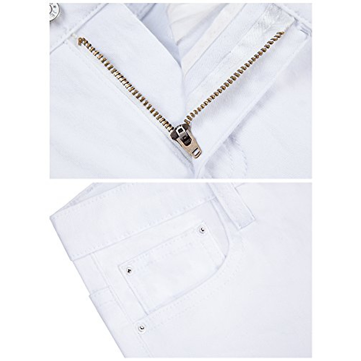 Women's High Waisted Butt Lift Stretch Ripped Skinny Jeans Distressed Denim Pants US 10 White 15