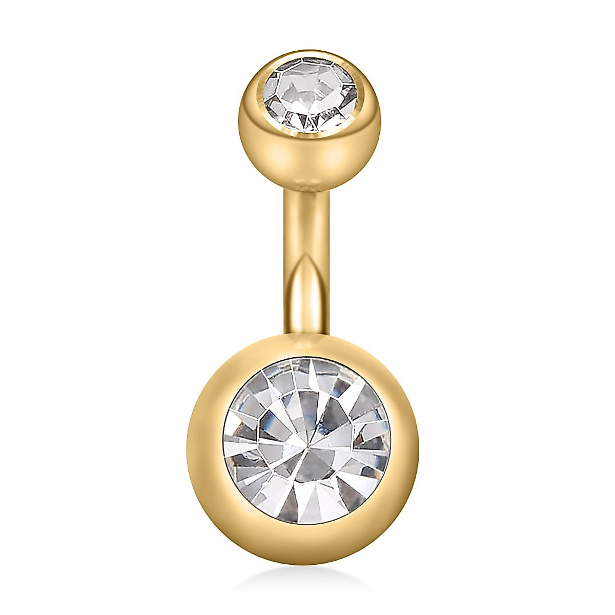 Ruifan 6PCS 316L Surgical Steel Double Clear Crystal 14G 6mm 1/4 Inches Short Belly Earring Navel Button Ring - Mix Color 2#