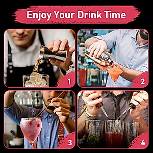 25oz Cocktail Shaker Set 5pcs Martini Shaker Set Portable Bartender Kit with Shaker, Mixing Spoon, Measuring Jigger, 2 Liquor Pour Spouts - Professional 18/8 Stainless Steel Bar Tools for Mixed Drinks