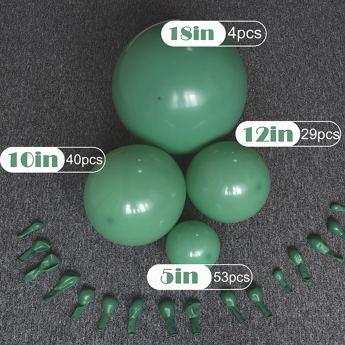 Sage Green Balloon Arch Kit- 120pcs Balloon Garland Kit 18/12/10/5 Inch Latex Balloons for Birthday Decorations Baby shower Wedding Party Balloon (Sage Green, 120PCS 18/12/10/5in)