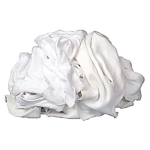 Buffalo Industries (10525) Absorbent White Recycled T-Shirt Cloth Rags - 50 lb. box - For All-purpose Wiping, Cleaning, and Polishing - Made from 100% Recycled Materials