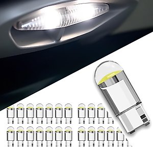 Crynod 30 PCS Car 194 LED Bulb, 6000K Super Bright 168 2825 W5W T10 Wedge-shaped LED, License Plate Light Map Light, Universal for Most Cars Lighting Parts (White)