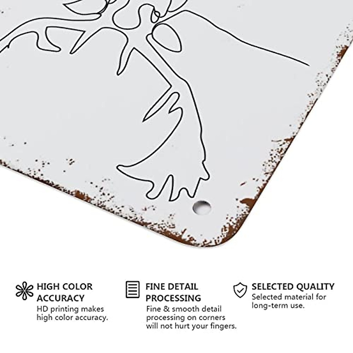 Deer One Line Art Modern Monochrome Animal Minimalist line Art Antlers Funky Style Creative Retro Art Metal Funny Wall Decor Plaque Cafe Office Vintage Home Decor Fashion Novelty Gift 8x12inch