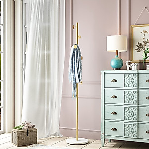 DOORXIFO Gold Coat Racks, Metal Coat Rack Freestanding with Hooks, Entryway Coat Rack Stand, Coat Racks with Marble Base, Coat Tree for Hanging Clothes, Hats, Bags