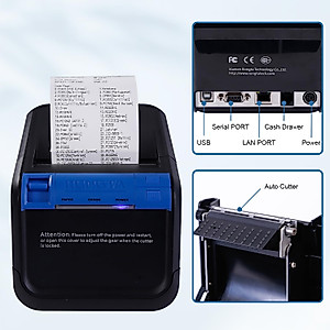 Rongta 80mm POS Printer, 350mm/s Thermal Receipt Printer with Auto Cutter, USB Serial Ethernet Interface, Support Windows/Mac/Linux Cash Drawer, Restaurant Kitchen Printer for ESC/POS (ACE V1)