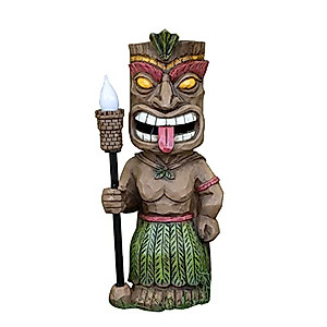 VP Home Flickering Torch Tiki Solar Light - 14.5" H x 6" W x 4.5" D - Solar Powered LED Garden Light for Home and Outdoor Decor, Backyard Tiki Torch Halloween Decoration, Porch and Garden Decor.