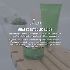 CANE + AUSTIN Face + Body Glycolic Acid Scrub Treatment, Exfoliating Cleanser with AHA to Hydrate, Smooth & Clarify Skin, For use on Combination and Oily Skin, 6.7 fluid ounce