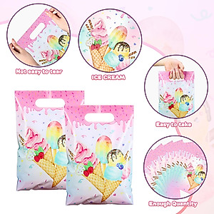 Colarr 50 Pcs Ice Cream Gift Bags Ice Cream Party Favor Bags Ice Cream Birthday Candy Bags Sweet Ice Cream Goodie Bag for Summer Ice Cream Theme Girls Birthday Baby Shower Wedding Party Supplies Decor