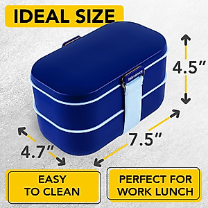 HÄMTMAT Bento Box Adult Lunch Boxes - Japanese Lunch Containers for Adults Lunchbox Set for Meal Prep Cute Stackable Container Insulated Microwave Safe Leak Proof Reusable Chopsticks Blue