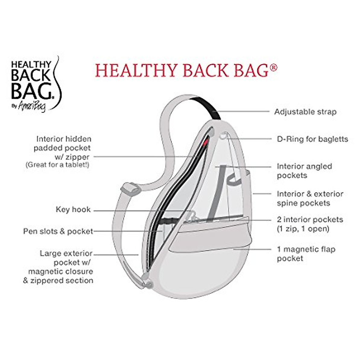 AmeriBag Classic Healthy Back Bag tote Microfiber Extra Small (Navy)