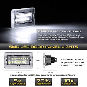 VIPMOTOZ For Tesla Model 3 S X Full LED Side Door Panel Courtesy Welcome Step Light Lamp Assembly Replacement 6000K Diamond White 4-Pieces Set
