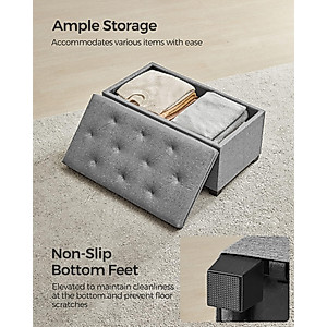 SONGMICS Storage Ottoman Bench, Bench with Storage, for Entryway, Bedroom, Living Room, Light Gray ULSF068G02