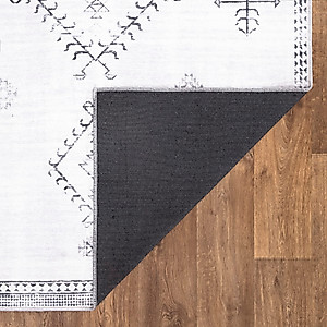 Bloom Rugs Mysia Washable 4x6 Rug - Ivory/Black Modern Geometric Area Rug for Living Room, Bedroom, Dining Room, and Kitchen - Exact Size: 4' x 6'