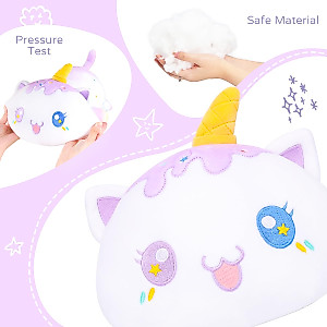 AIXINI Cute Cat Plush Pillow 13.7" Ice Cream Cone Kitten Stuffed Animal, Soft Kawaii Cat Plushie Gift for Kids