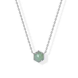 PAVOI 14K White Gold Plated Green Fluorite Gemstone Pendant Necklace | Gemstone Dainty Chain Necklaces for Women