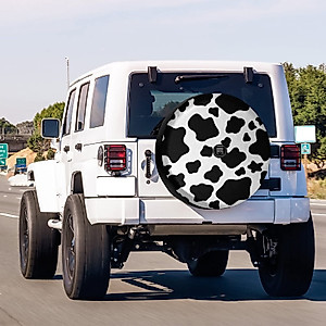 Foruidea Lovely Animal White Cow Print Spare Tire Cover with Backup Camera Hole Wheel Tire Cover Fit Trailer, RV, SUV and Many Vehicle 17inch