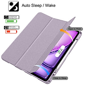 Soke Case for iPad Air 13 Inch M3/M2（2025/2024 & iPad Pro 12.9 Inch 6th/5th (2022/2021) with Pencil Holder - [Full Body Protection + Auto Wake/Sleep],Soft TPU Back Cover, Violet