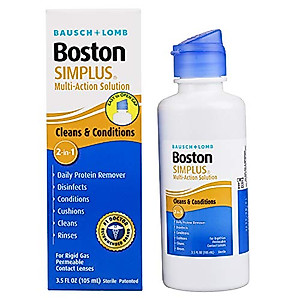 Contact Lens Solution by Boston Simplus, for Gas Permeable Contact Lenses, 3.5 Fl Oz