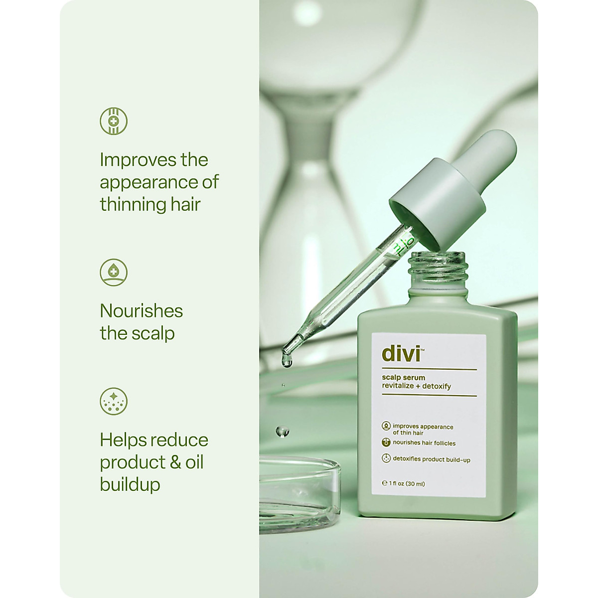 Divi Hair Scalp Serum for Women and Men - Revitalize and Balance Your Scalp - Improves Appearance of Thinning Hair, Nourishes the Scalp and Helps Remove Product and Oil Buildup, 100ml