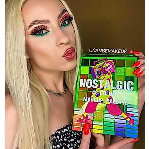 UCANBE Nostalgic Green Eyeshadow Palette - 48 Bright Bold Color Highly Pigmented Eye Shadow, Velvety Smooth Texture Matte Shimmer Glitter Eye Makeup Palletes