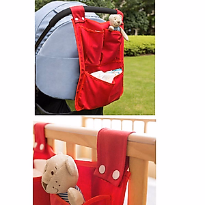 SiyuXinyi Pockets Bedside Storage Bag Caddy Hanging Diaper Organization for Baby Essentials, Hang on Crib, Practical hanging storage bag，Suitable Dormitory, double bed, Bedside storage！（red）